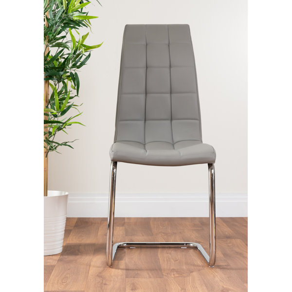 East Urban Home Eubanks Luxury Faux Leather Chrome Metal Leg Cantilever